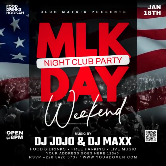 Black Maximalist Mlk Day Weekend Square (1:1) Template | PosterMyWall