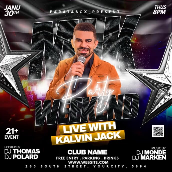 Black Maximalist Mlk Weekend Party Invitation Flyer, Square (1:1 ...