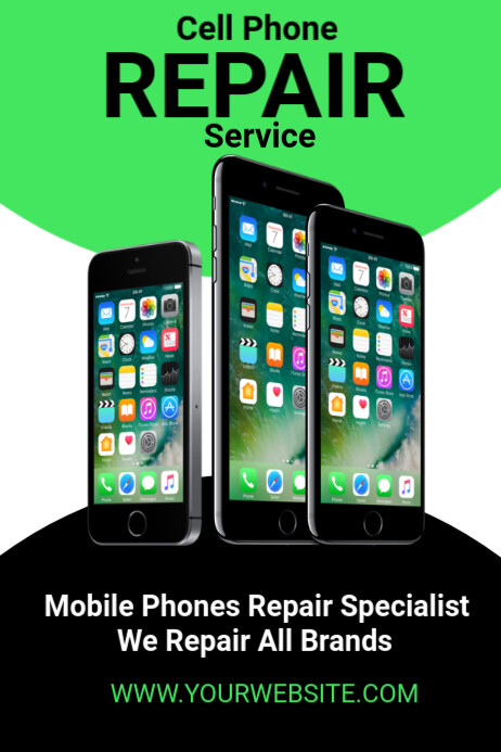 Black Maximalist Mobile Repair Poster Template | PosterMyWall