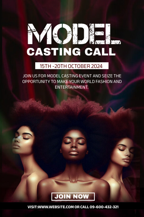Black Maximalist Model Casting Call Design Te Template | PosterMyWall