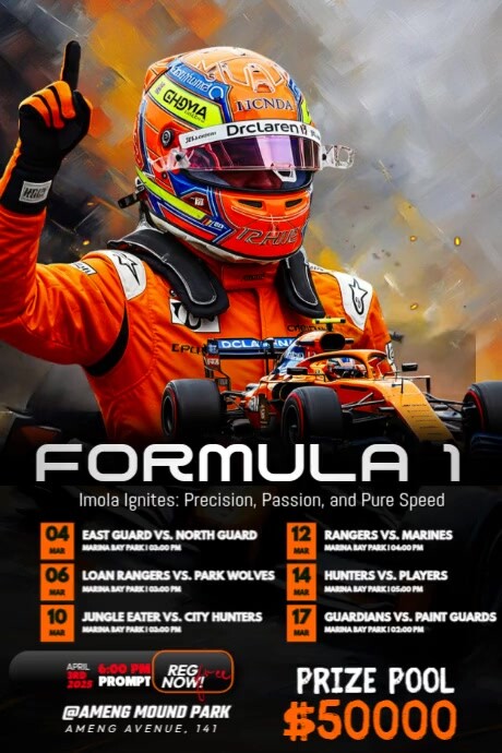 Black Maximalist Monaco Racing Circuit Schedule Poster Template ...