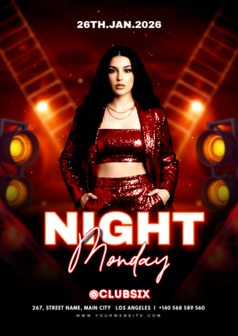 Black Maximalist Monday Night Party A6 Template | PosterMyWall