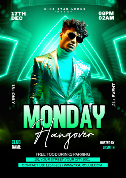 Black Maximalist Monday Party Flyer A6 Template | PosterMyWall