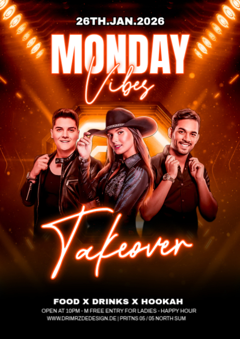 Black Maximalist Monday Vibes Party A6 Template | PosterMyWall