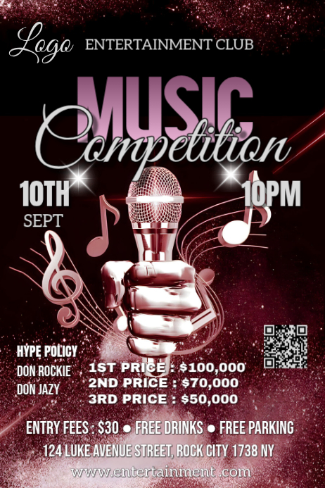 Black Maximalist Music Competition Poster Template | PosterMyWall