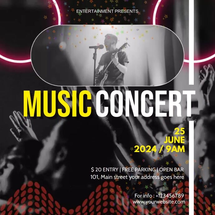 Black Maximalist Music Concert Instagram Post Template | PosterMyWall