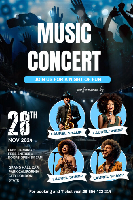 Plantilla de Black Maximalist Music Concert Invitation Template Design ...