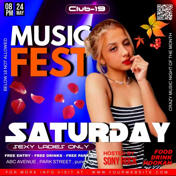 Black Maximalist Music Fest Saturday Instagr Template | PosterMyWall