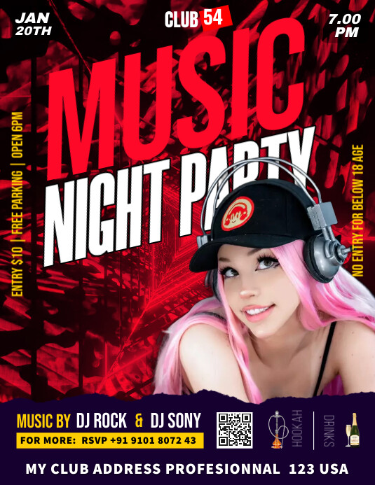 Black Maximalist Music Night Dj Party Flyer ( Template | PosterMyWall