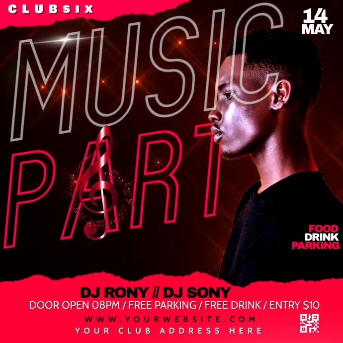 Black Maximalist Music Night Party Ads Instag Template | PosterMyWall