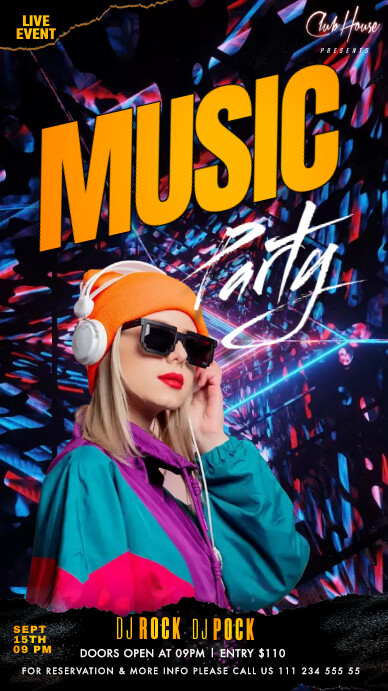 Black Maximalist Music Night Party Instagram Template | PosterMyWall