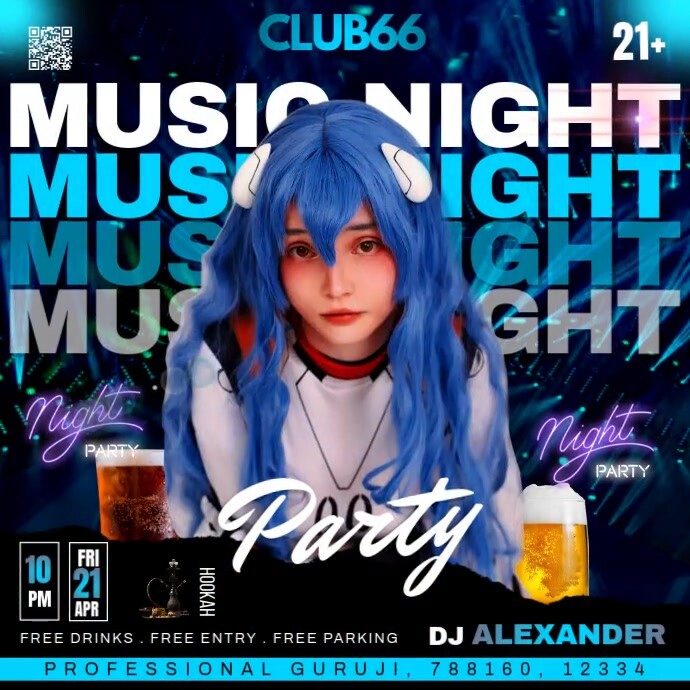 Black Maximalist Music Night Party Square (1:1) Template | PosterMyWall