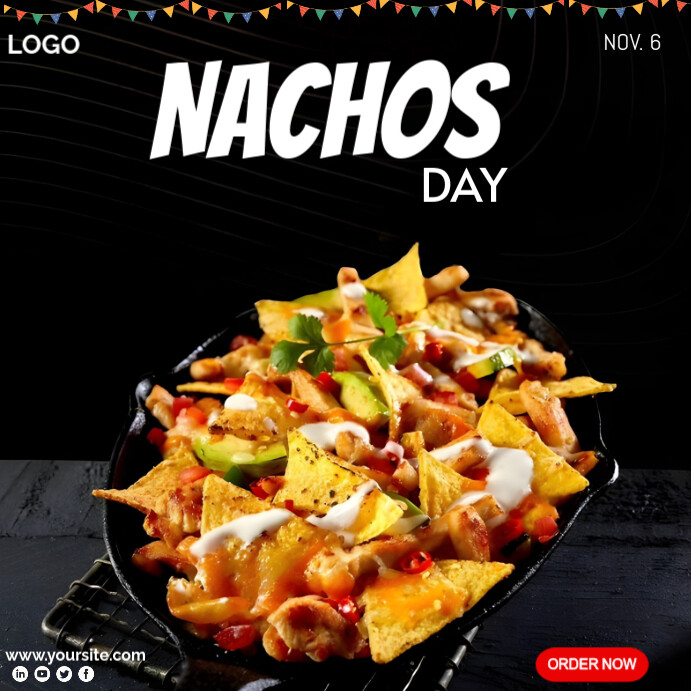 Black Maximalist Nachos Day Instagram Post Template | PosterMyWall