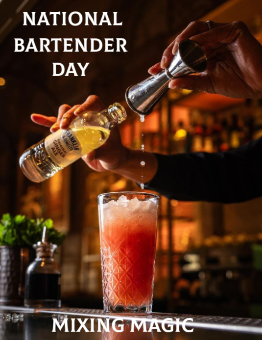 Black Maximalist National Bartender Day Flyer (us Letter) Template ...