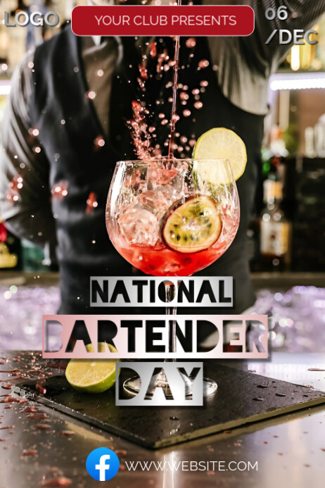 Plantilla de Black Maximalist National Bartender Day Poster | PosterMyWall