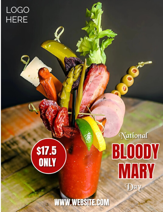 Black Maximalist National Bloody Mary Day Flyer (us Letter) Template | PosterMyWall