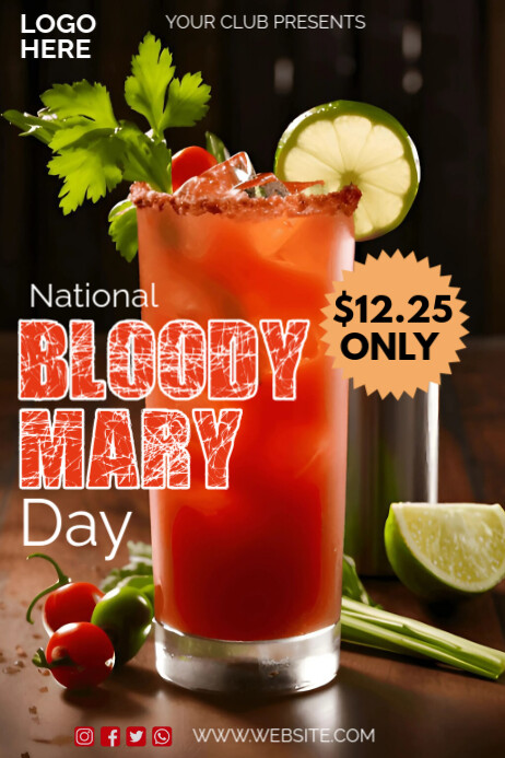Plantilla de Black Maximalist National Bloody Mary Day Poster | PosterMyWall