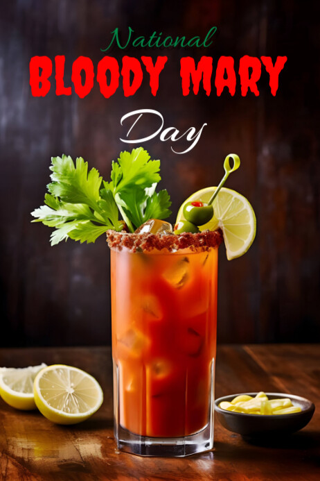 Black Maximalist National Bloody Mary Day Poster Template | PosterMyWall