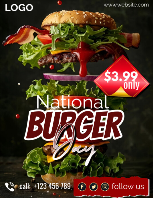 Copy of Black Maximalist National Burger Day Flyer (us Letter ...