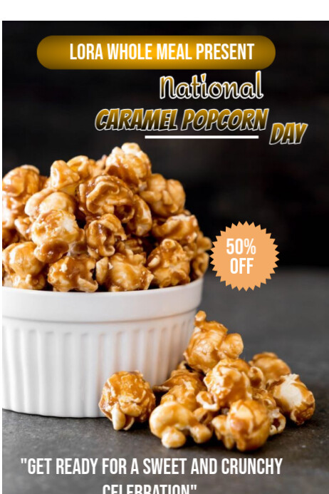 Copy of Black Maximalist National Caramel Popcorn Day Poster | PosterMyWall