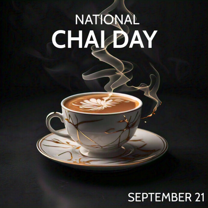 Black Maximalist National Chai Day Instagram Template | PosterMyWall