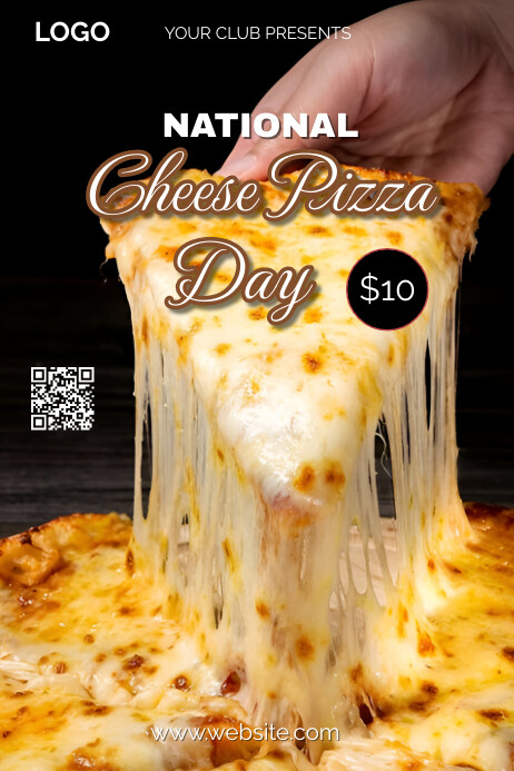 Copy of Black Maximalist National Cheesy Pizza Day Po | PosterMyWall