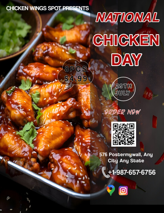 Copy of Black Maximalist National Chicken Wings Day F | PosterMyWall