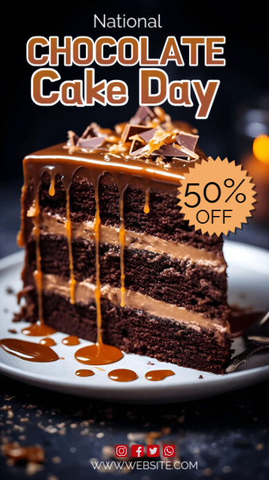 Black Maximalist National Chocolate Cake Day Digital Display (9:16 ...