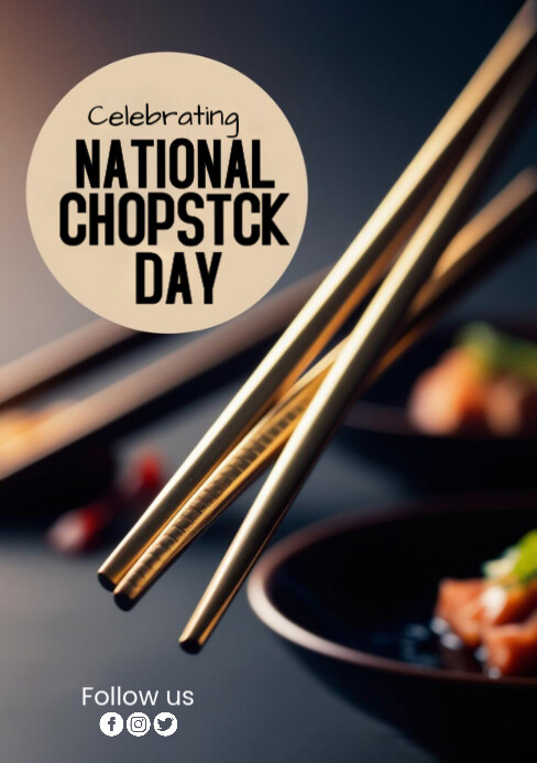 Black Maximalist National Chopsticks Day A5 Template | PosterMyWall