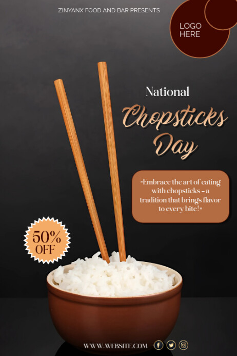 Plantilla de Black Maximalist National Chopsticks Day Poster | PosterMyWall