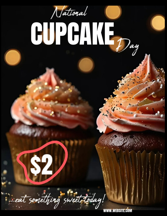 Black Maximalist National Cupcake Day Flyer (us Letter) Template ...