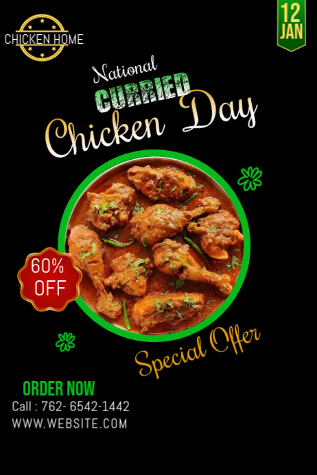 Copy of Black Maximalist National Curried Chicken Day Poster | PosterMyWall