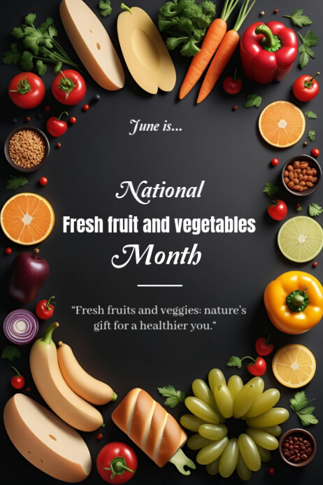 Plantilla de Black Maximalist National Fresh Fruit And Vegetables Month ...