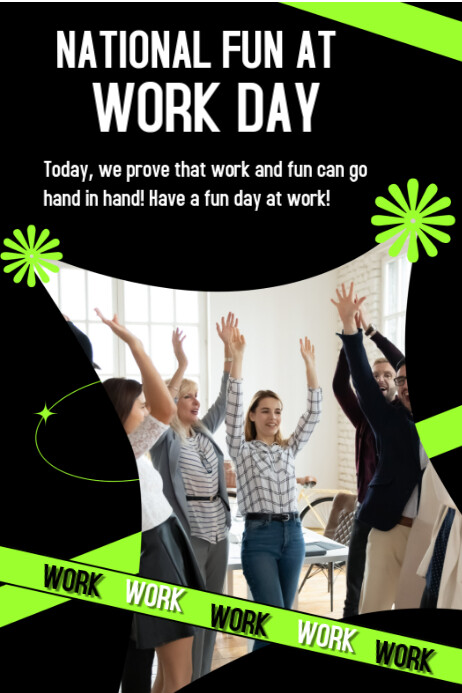 Black Maximalist National Fun At Work Day Poster Templat | PosterMyWall