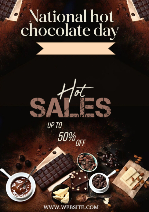 Black Maximalist National Hot Chocolate Day Design A5 Template ...