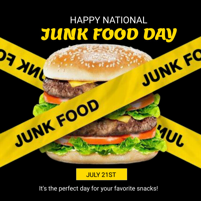 Plantilla de Black Maximalist National Junk Food Day Inst | PosterMyWall