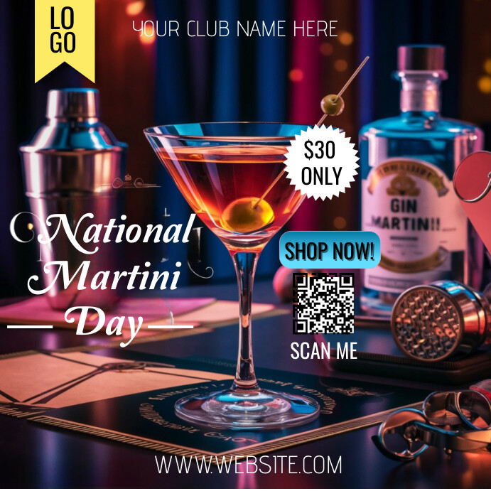 Plantilla de Black Maximalist National Martini Day Instagr | PosterMyWall