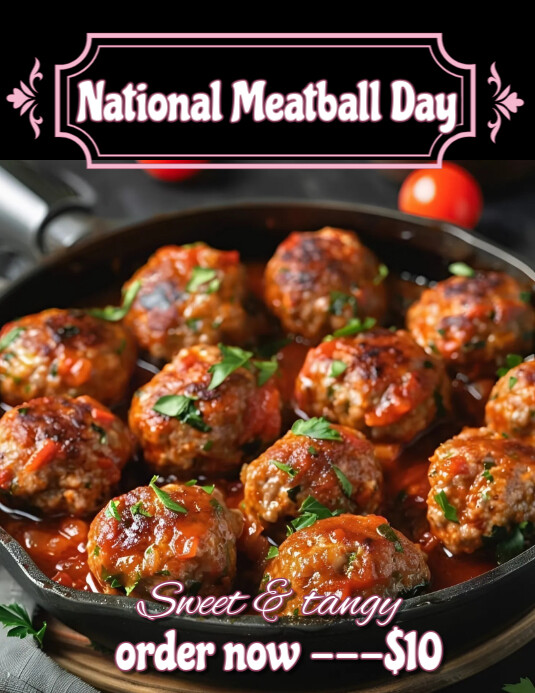 Copy of Black Maximalist National Meatball Day Flyer (us Letter ...