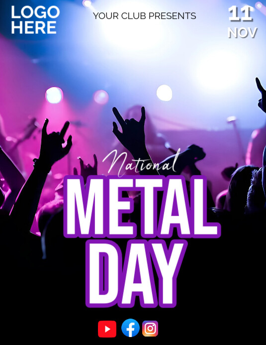 Modèle Black Maximalist National Metal Day Flyer (us Letter) | PosterMyWall