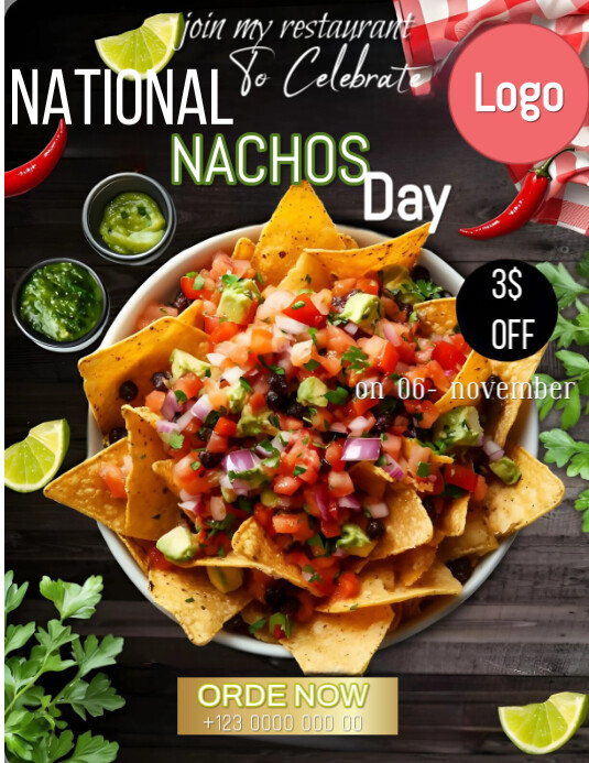 Black Maximalist National Nachos Day Flyer (us Letter) Template ...