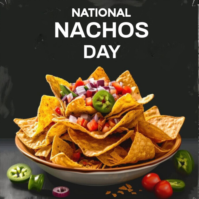 Black Maximalist National Nachos Day Instagram Post Template | PosterMyWall