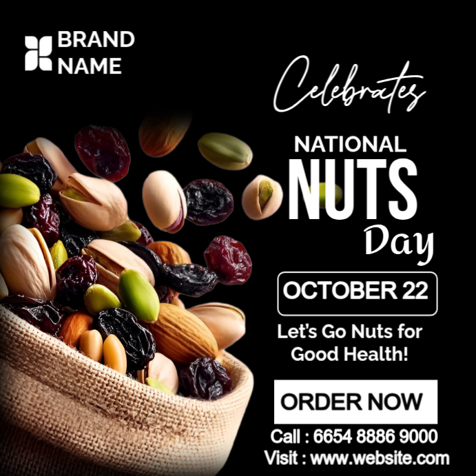 Black Maximalist National Nuts Day Instagram Post Template | PosterMyWall