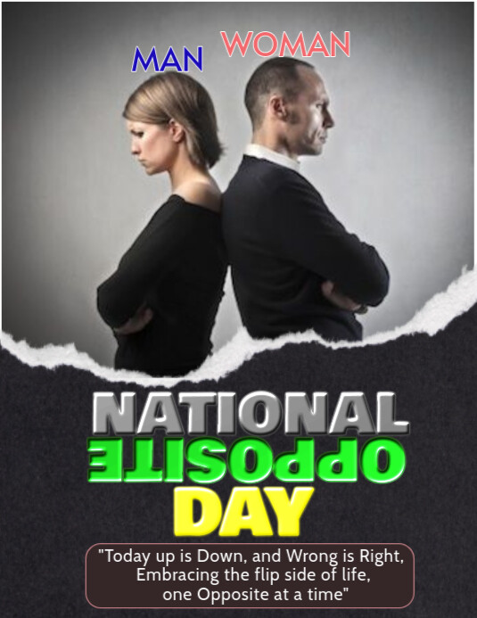 Black Maximalist National Opposite Day Flyer (us Letter) Template ...