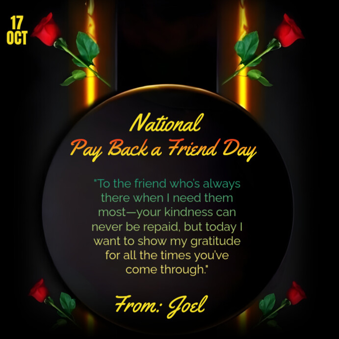 Copy of Black Maximalist National Pay Back A Friend Day Instagram Post ...
