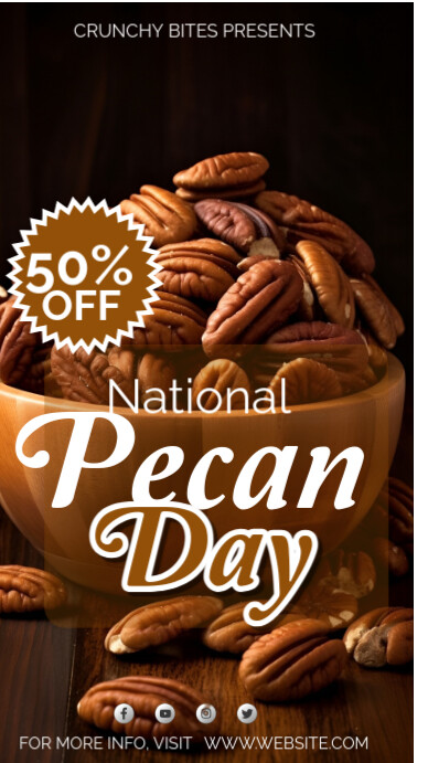 Black Maximalist National Pecan Day Digital Display (9:16) Template ...