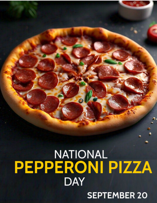Black Maximalist National Pepperoni Pizza Day Template | PosterMyWall