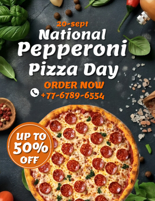 Black Maximalist National Pepperoni Pizza Day Flyer (us Letter ...