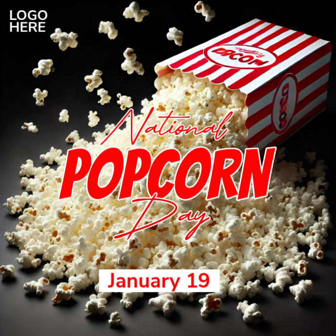 Black Maximalist National Popcorn Day Instagram Post Template ...