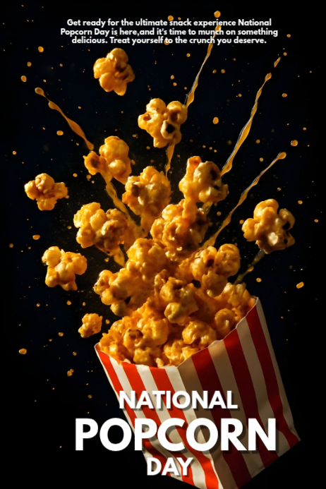 Black Maximalist National Popcorn Day Poster Template | PosterMyWall