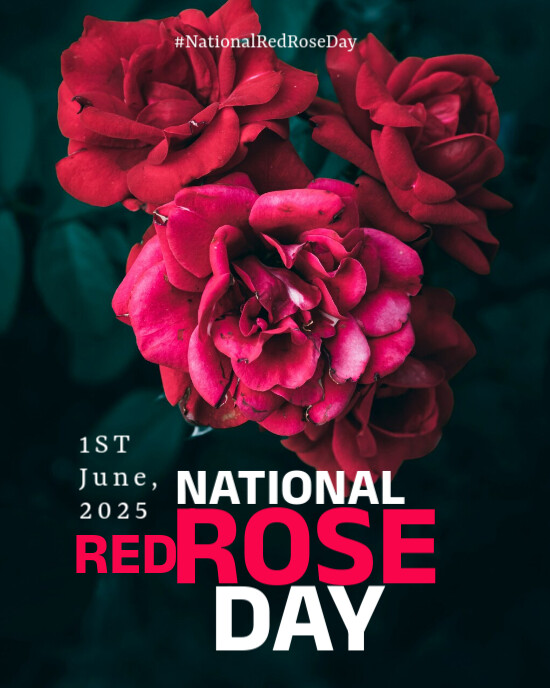 Black Maximalist National Red Rose Day Instagram Portrait Template ...